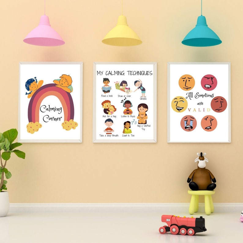 Printable Calming Techniques for Kids, Set of 3 Prints, Calm Corner ...