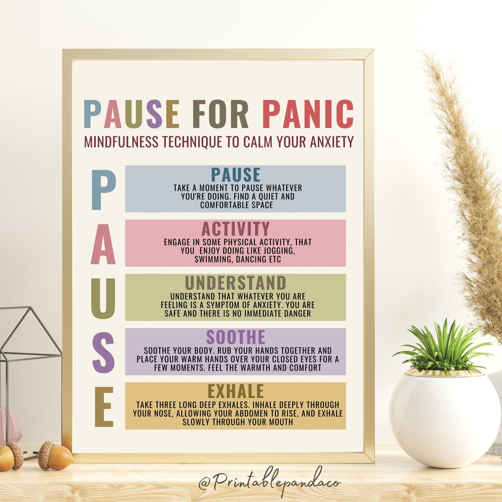 Pause for Panic Trauma Recovery Poster for Anxiety Relief - Etsy