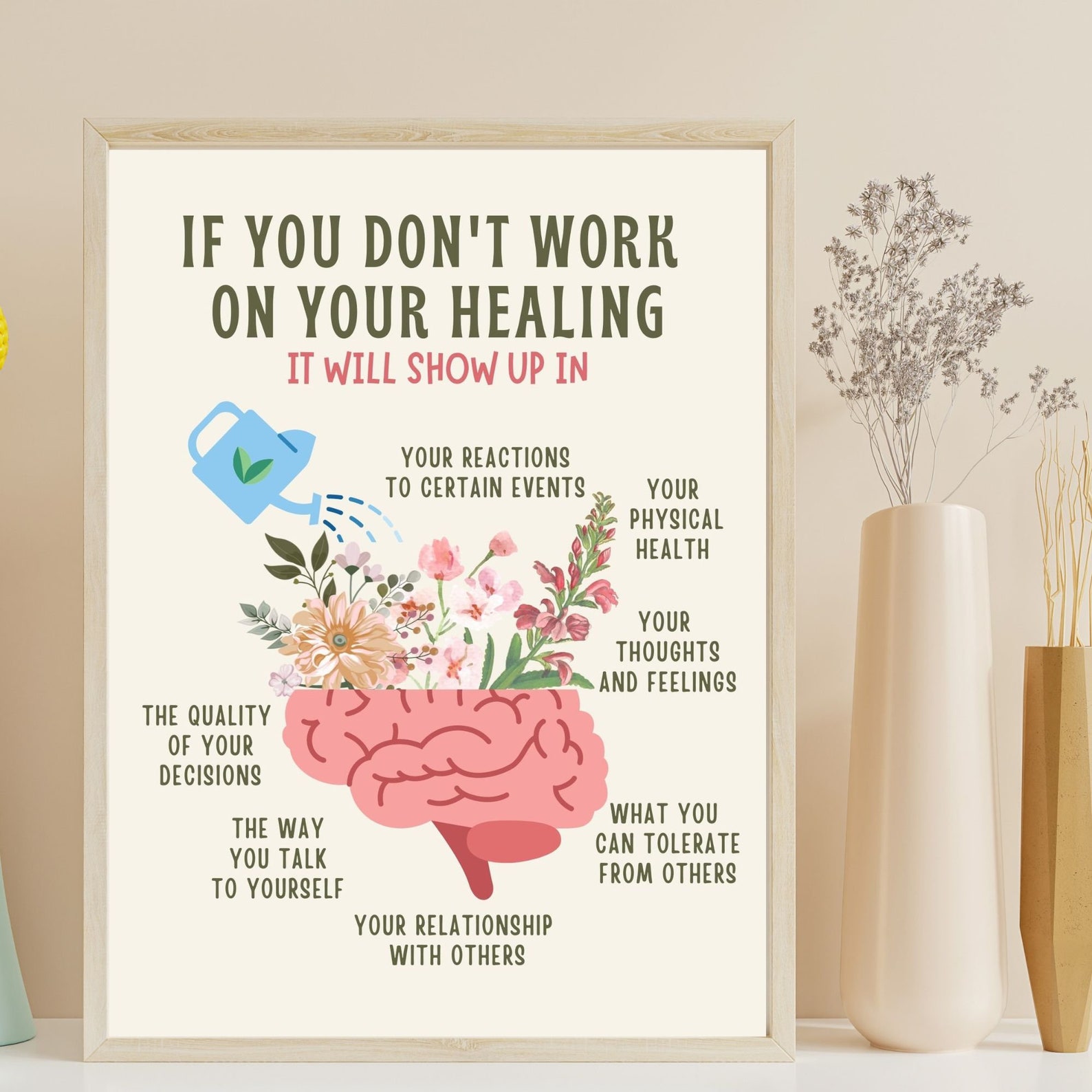 Healing Brain Art Poster, Therapy Office Decor, If You Don't Work on ...