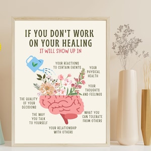 Healing Brain Art Poster, Therapy Office Decor, If You Don't Work on ...