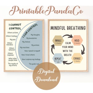 Anxiety Coping Skills, Therapy Office Decor, Set of 8 Counseling ...