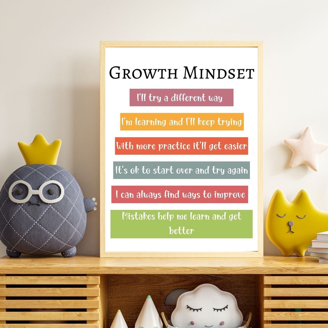 Growth Mindset Poster, Rainbow Mental Health Printable, School ...