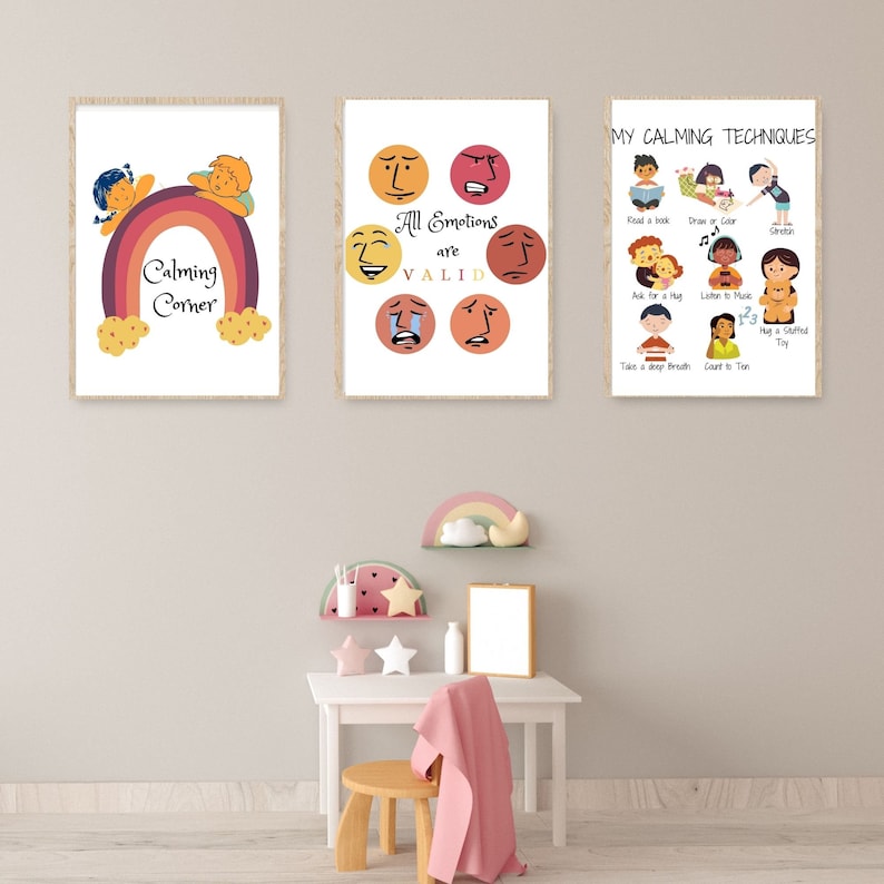Printable Calming Techniques for Kids, Set of 3 Prints, Calm Corner ...