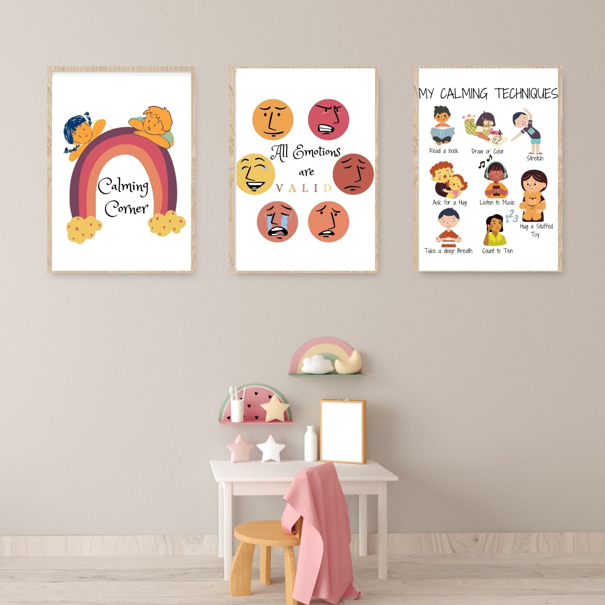 Printable Calming Techniques for Kids, Set of 3 Prints, Calm Corner ...