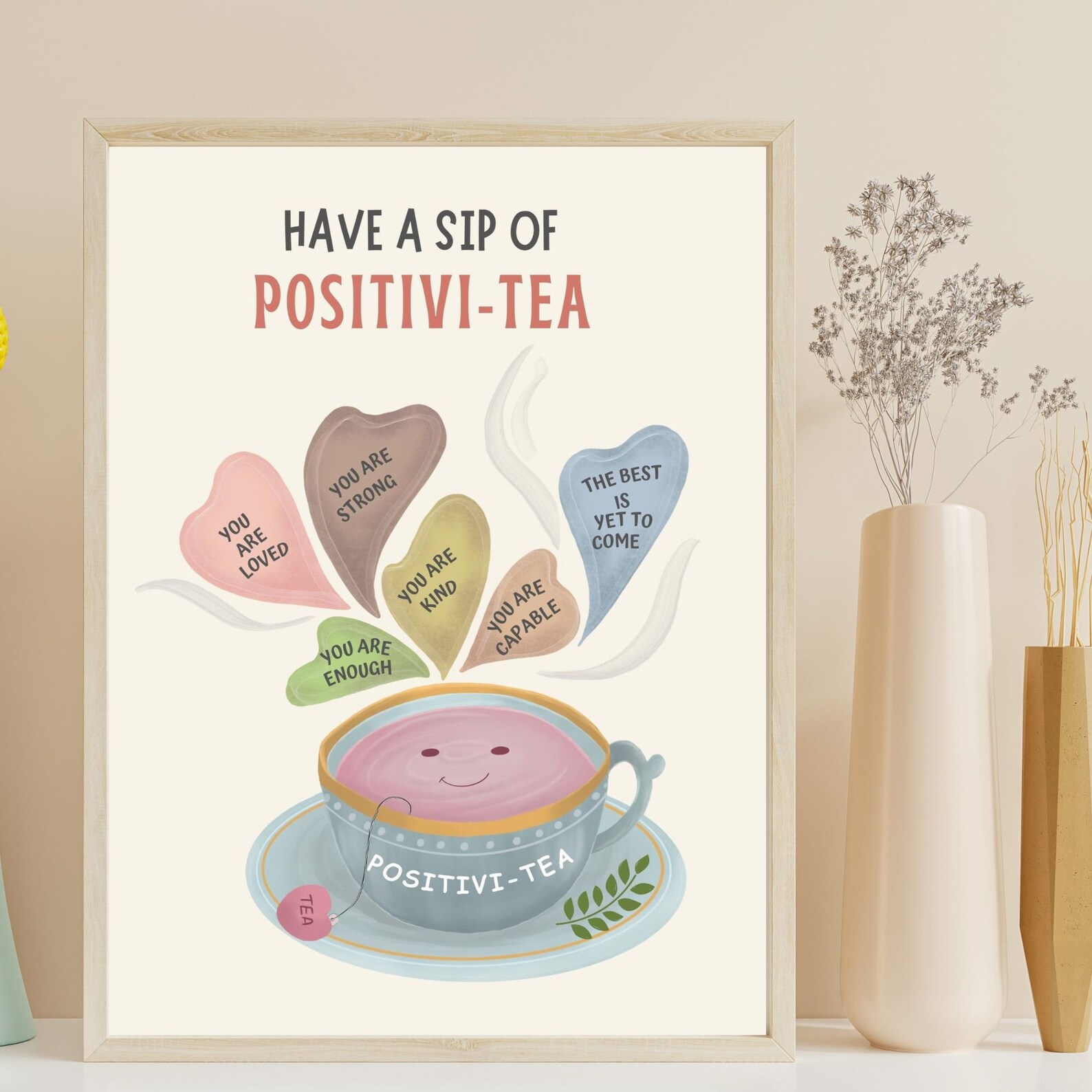 Positivity Affirmation Poster, Positivi-tea Therapy Office Decor ...