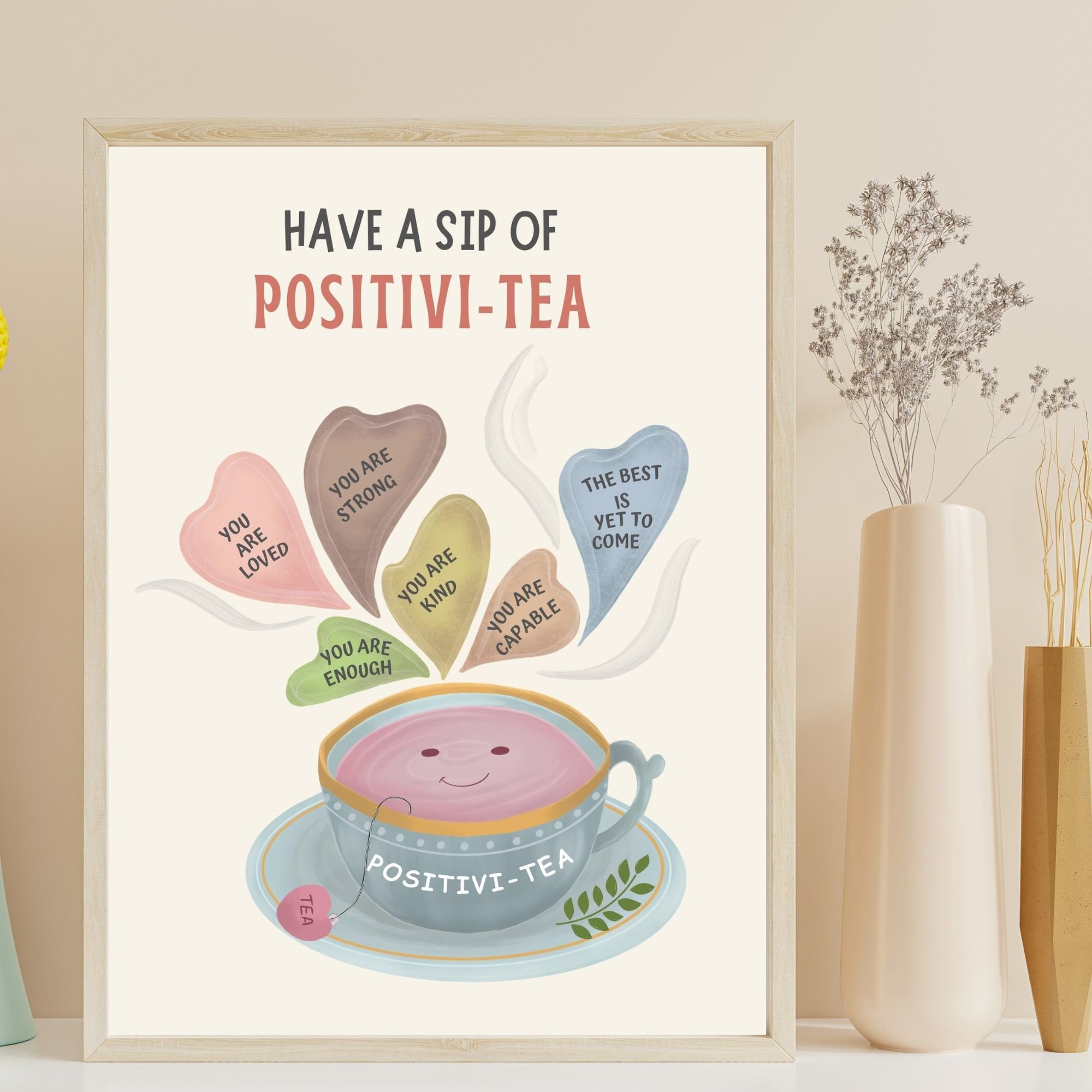 Positivity Affirmation Poster, Positivi-tea Therapy Office Decor ...