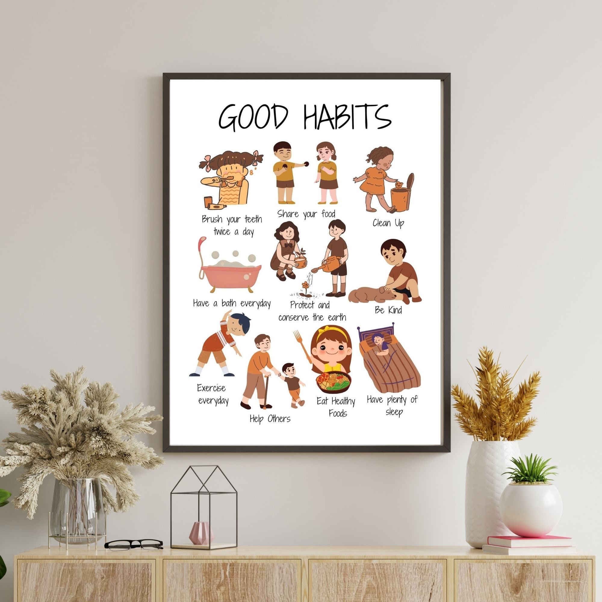 Good Habits Poster, Kids Activity, to Do List Printable, Boho Classroom ...