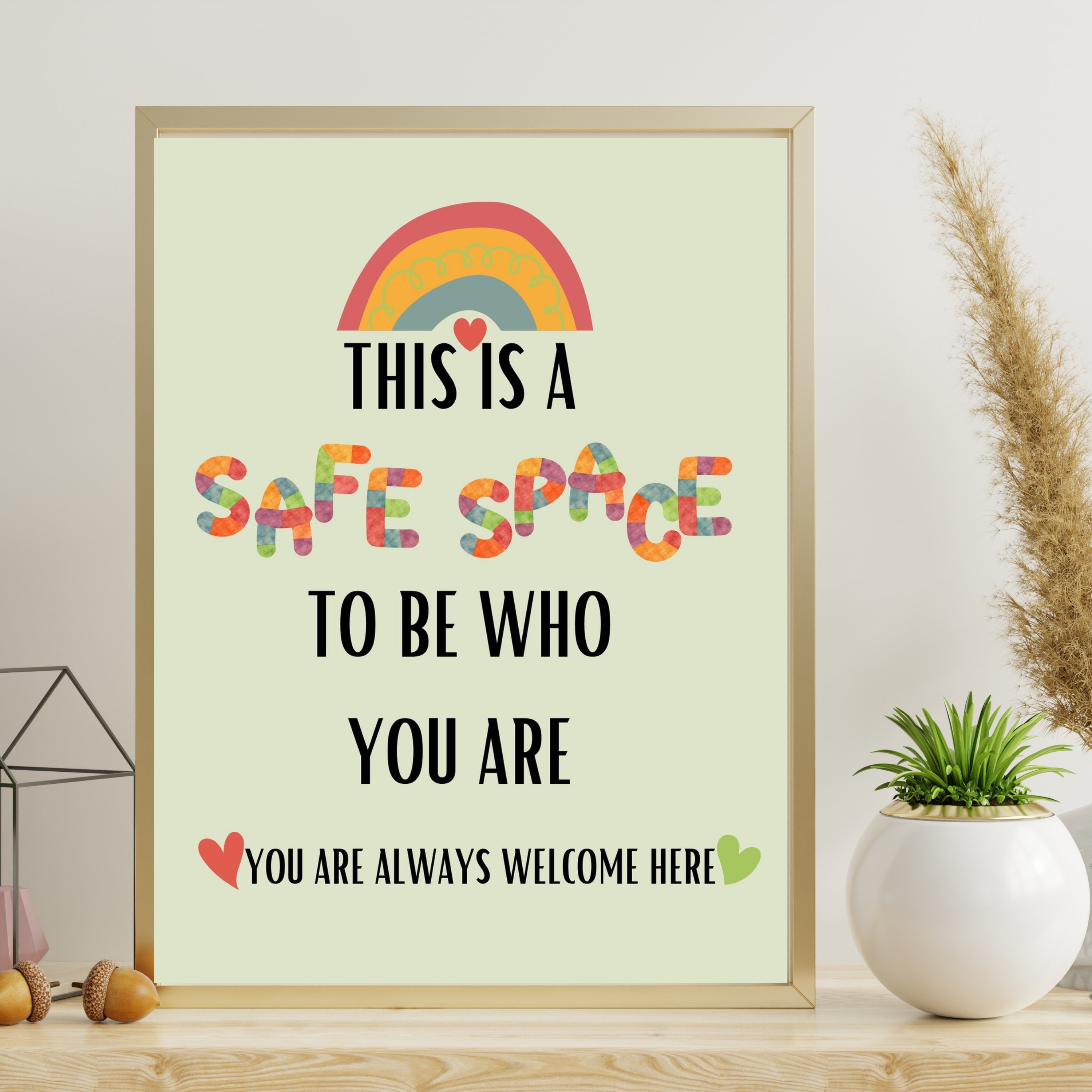 Rainbow Safe Space Poster, School Counselor Office Decor Psychology ...