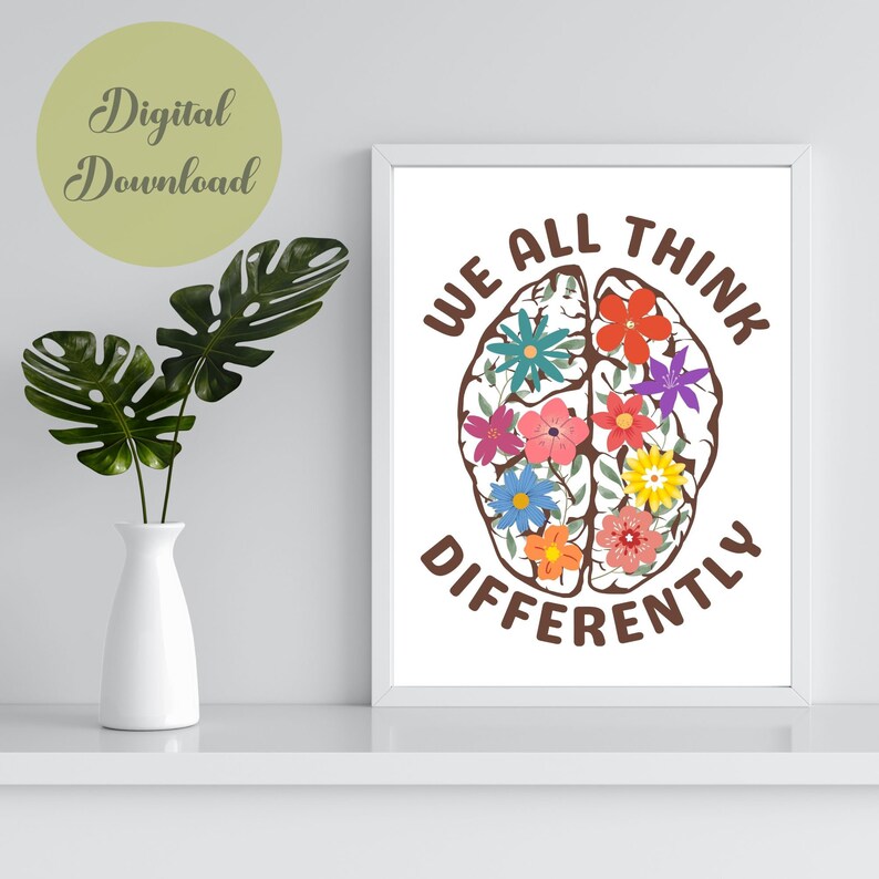 Neurodiversity Brain Art Poster Therapy Office Decor We All - Etsy