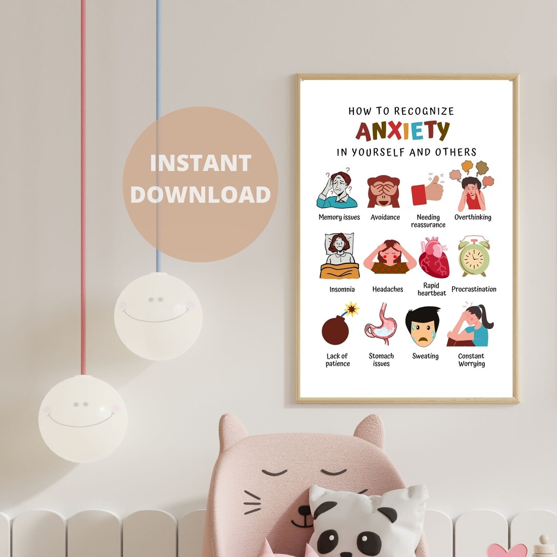 Anxiety Poster Anxiety Symptoms Recognize Anxiety - Etsy