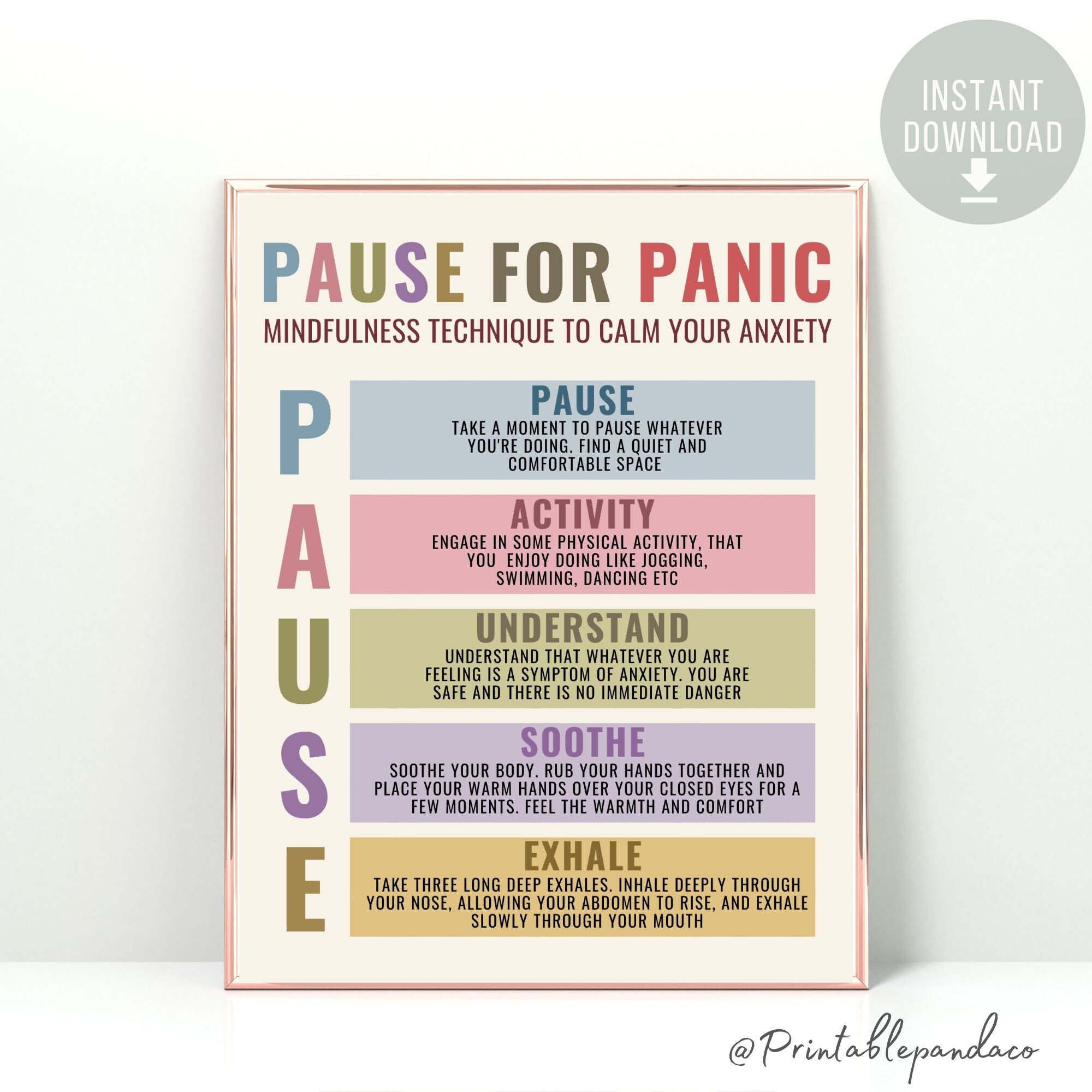 Pause for Panic Trauma Recovery Poster for Anxiety Relief - Etsy