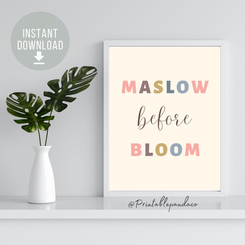 Maslow Before Bloom Poster, Therapy Office Decor, School Psychologist ...