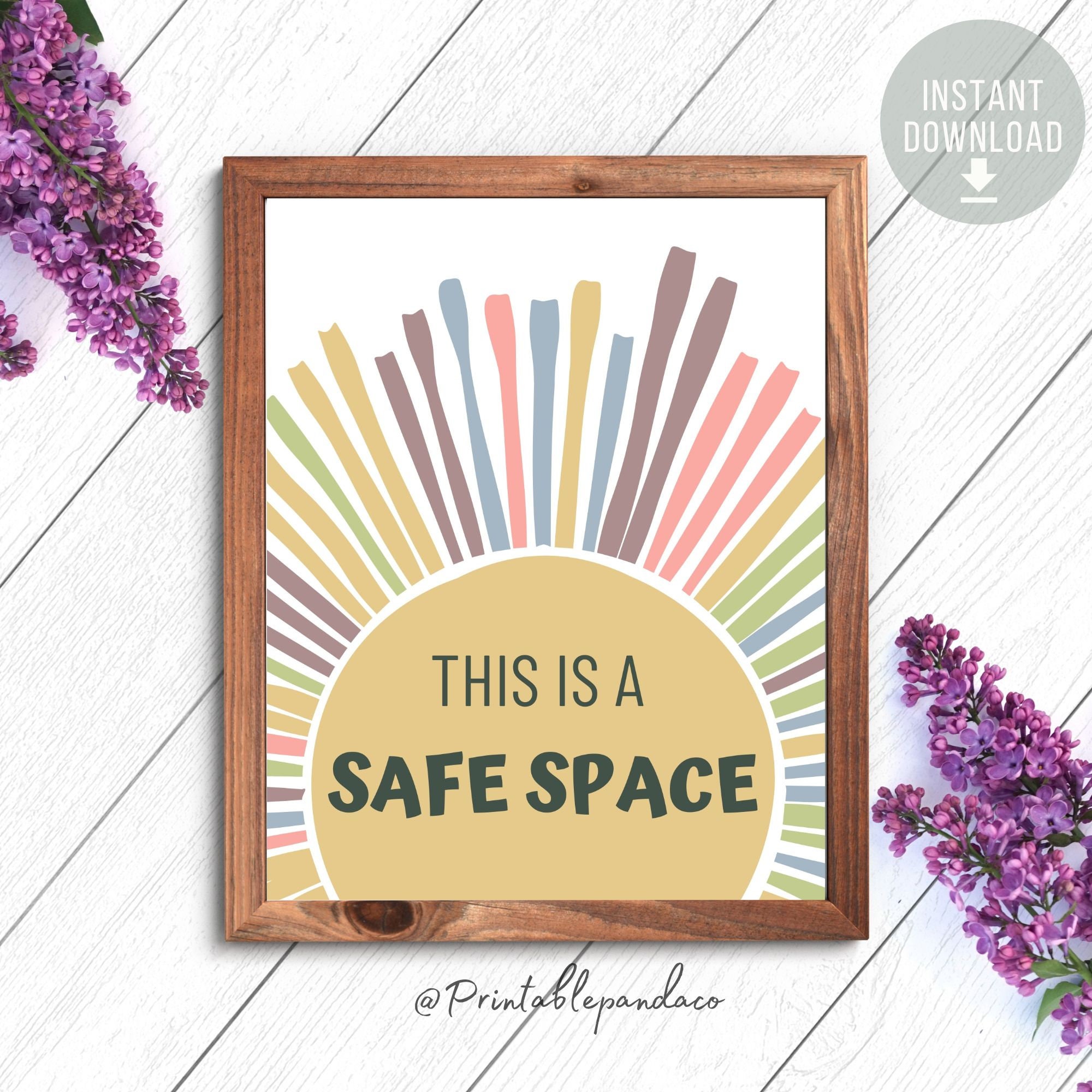 Safe Space Poster Counselor Door Sign Calm Down Corner Therapy Office ...