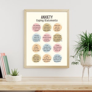 Anxiety Coping Statements for Anxiety Relief, Coping Skills Therapy ...