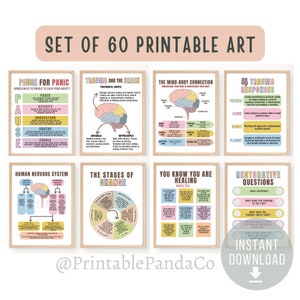 Therapy Worksheet Bundle 60 School Counseling Posters, School ...