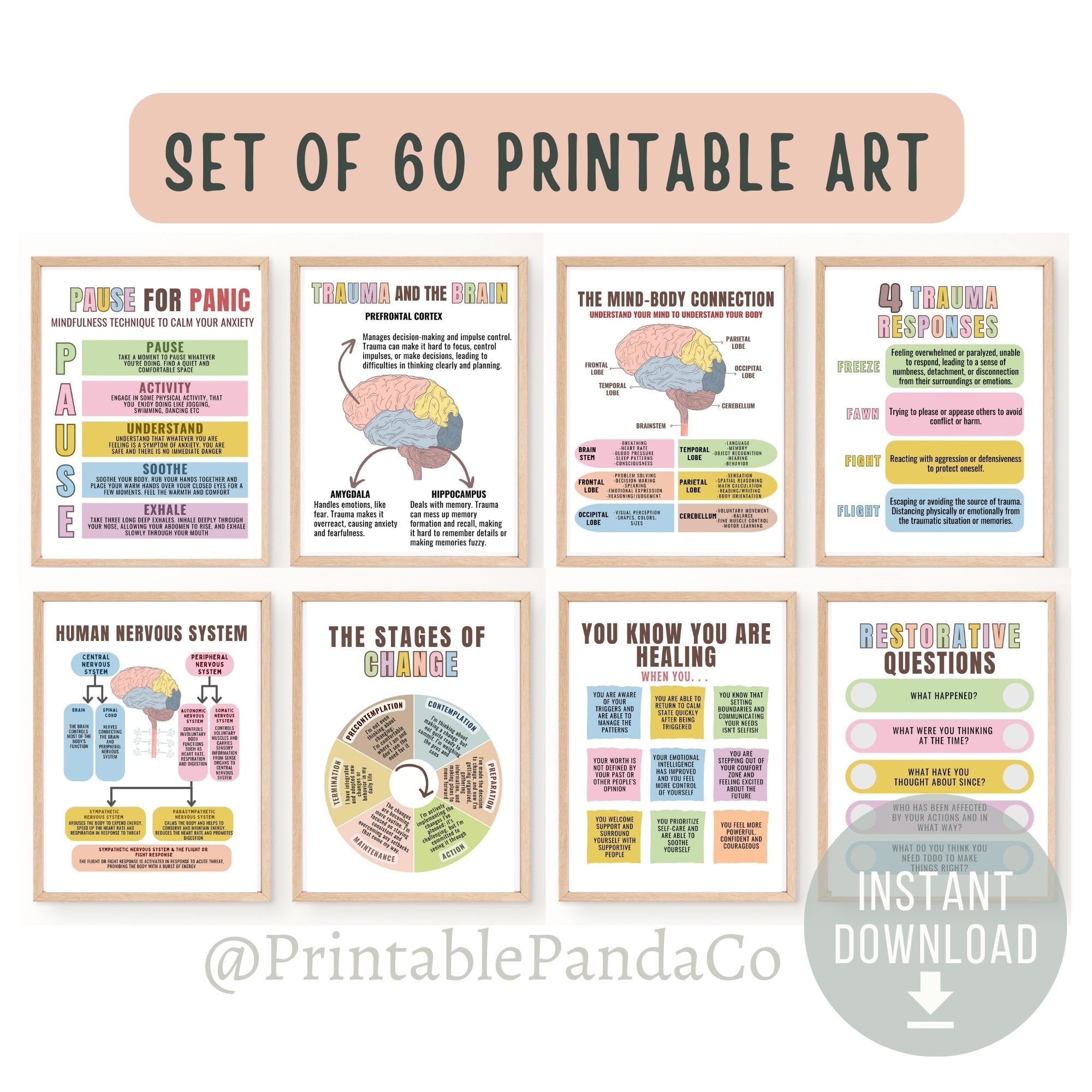 Therapy Worksheet Bundle 60 School Counseling Posters, School ...