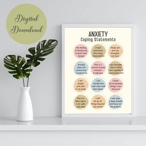 Anxiety Coping Statements for Anxiety Relief, Coping Skills Therapy ...