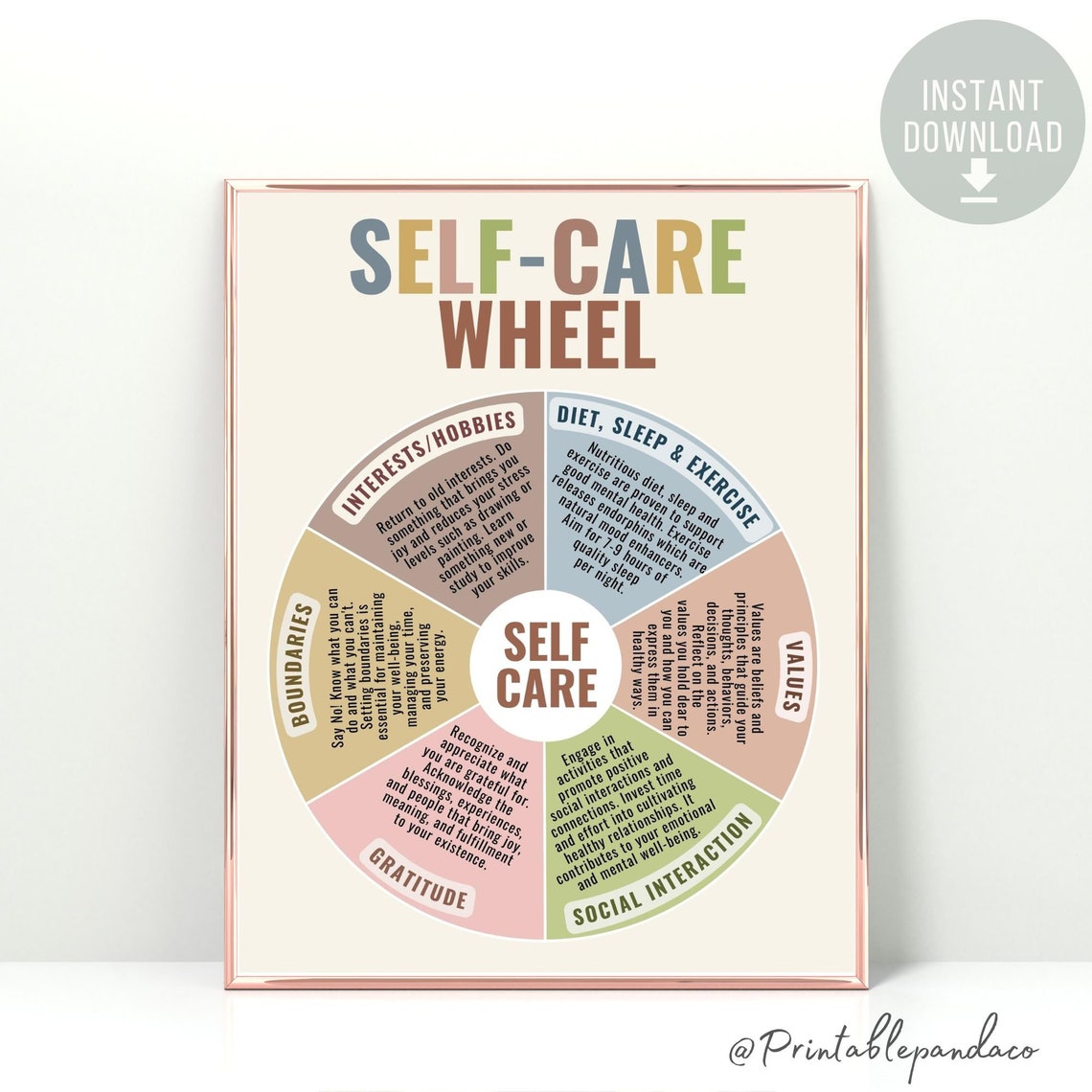 Self Care Poster, Self Care Wheel Therapy Office Decor Mindfulness ...