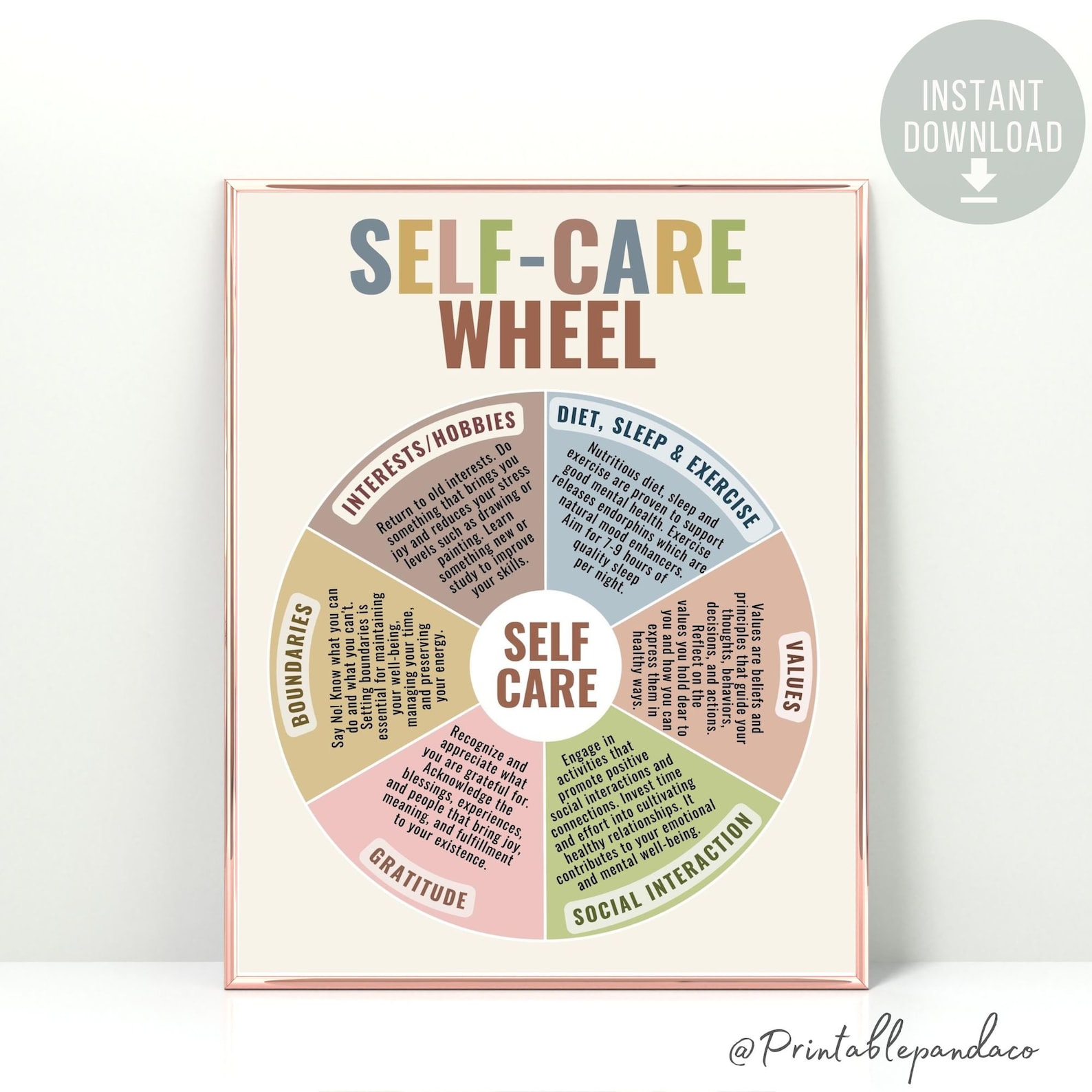 Self Care Poster, Self Care Wheel Therapy Office Decor Mindfulness ...