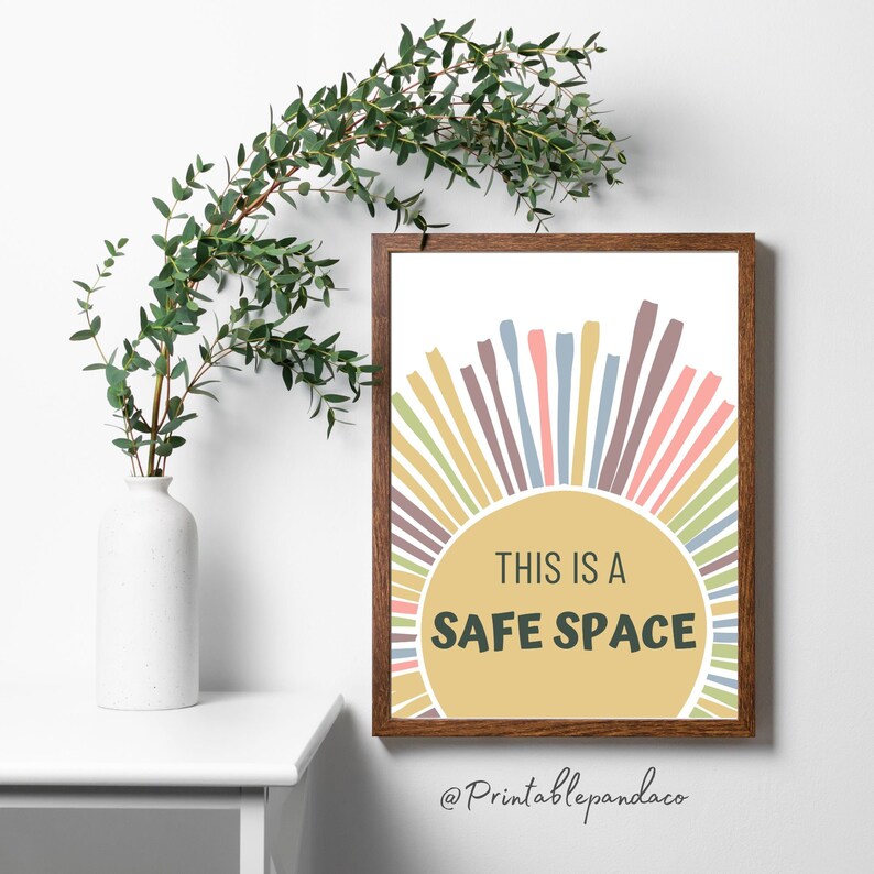 Safe Space Poster Counselor Door Sign Calm Down Corner Therapy Office ...
