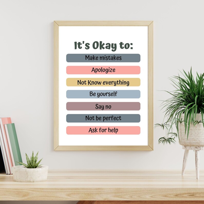 Its Okay Classroom Poster Therapy Office Decor Psychologist School ...