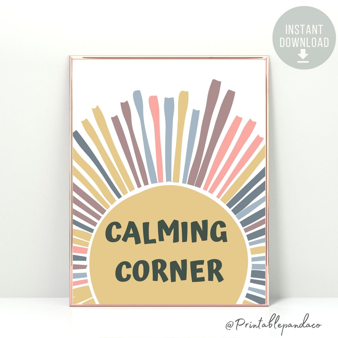 Calming Corner Poster, Calm Down Corner Therapy Office Decor, Mental ...