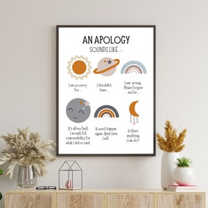 Therapist Office Decor, Apology Sounds Like, How to Say Sorry Poster ...
