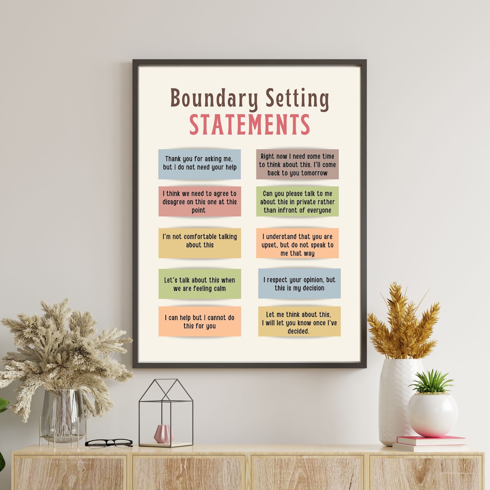 Boundary Setting Statements Psychology Poster Therapy Office Decor Self ...