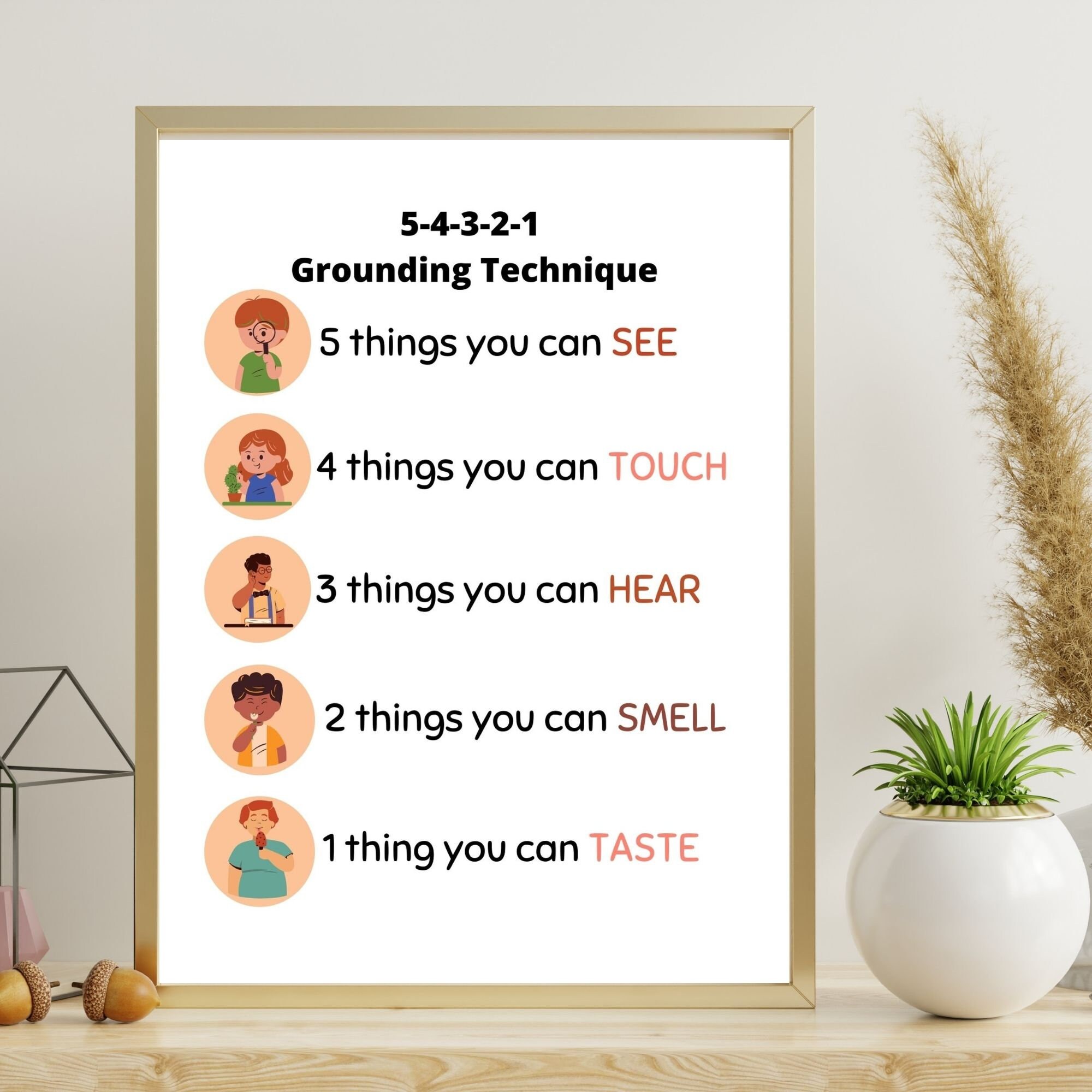 Mental Health Poster GROUNDING TECHNIQUE School Counselor Office Decor ...