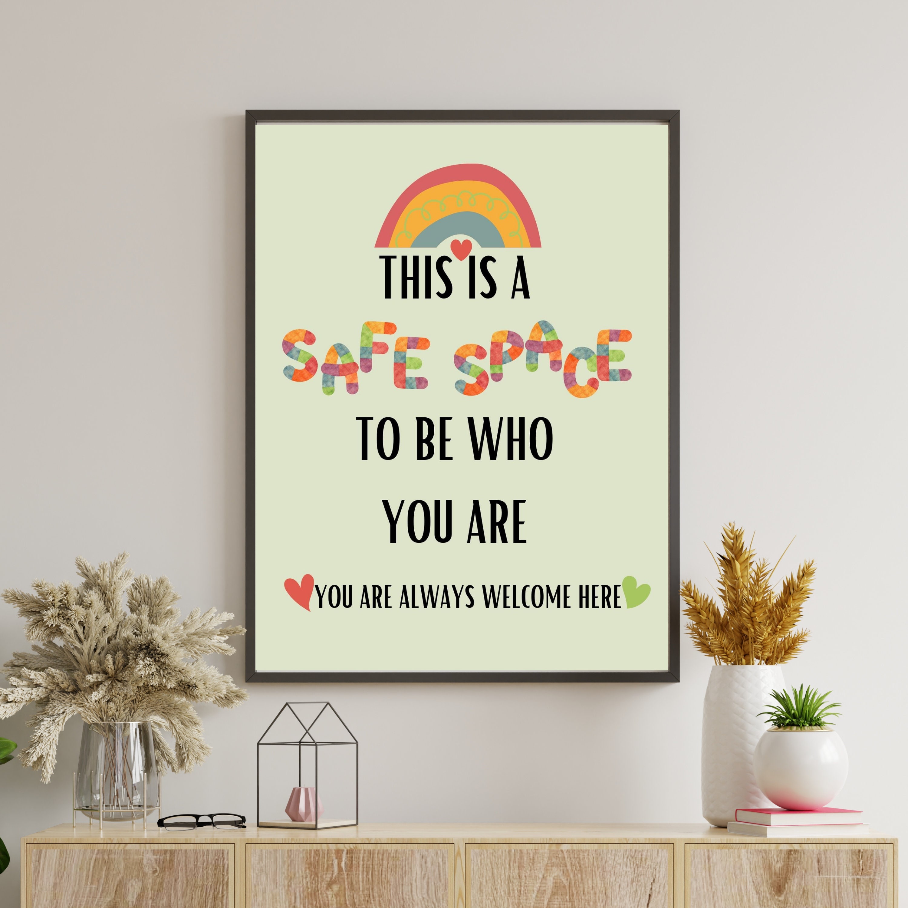Rainbow Safe Space Poster, School Counselor Office Decor Psychology ...