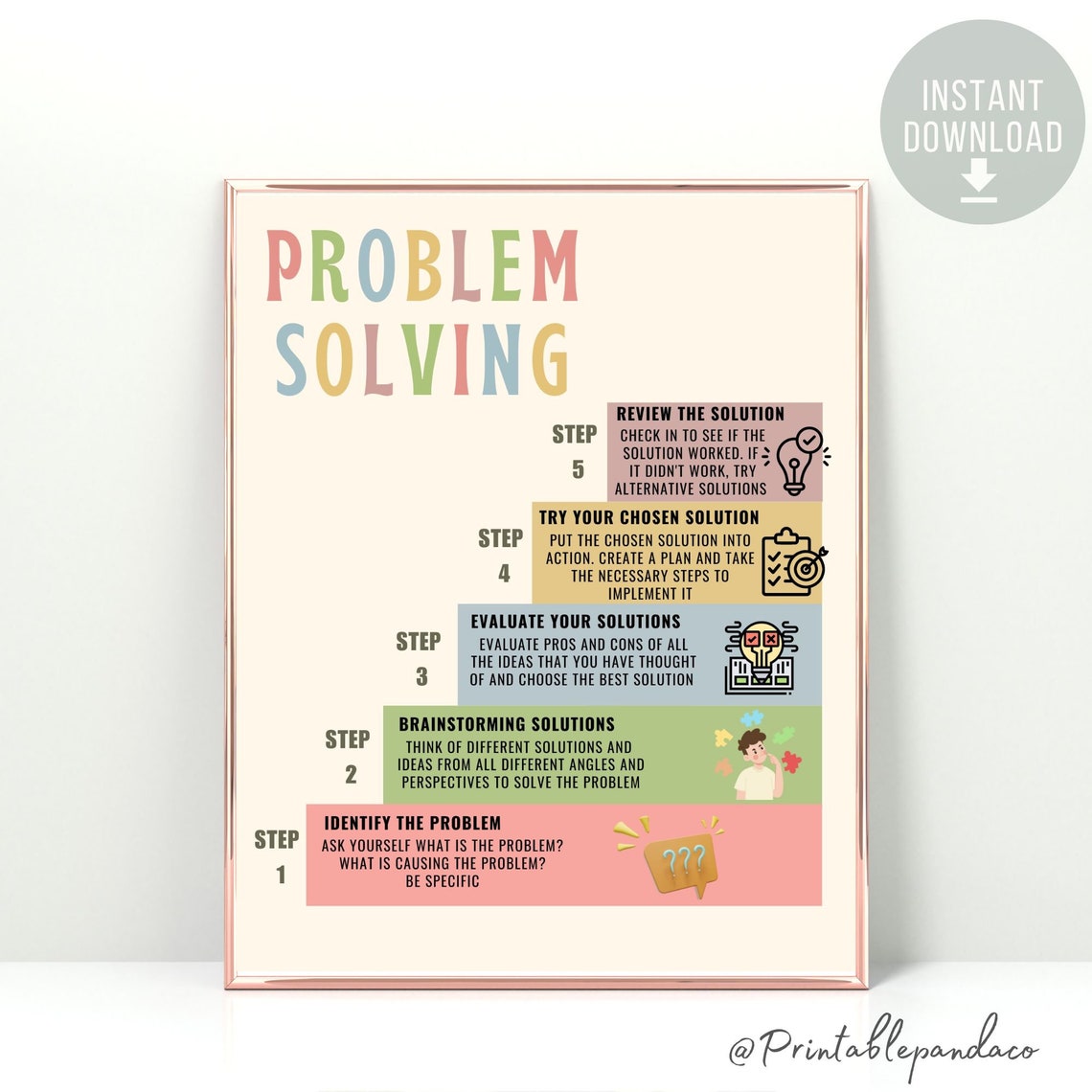 Problem Solving Poster, Size of the Problem Classroom Poster, Self ...