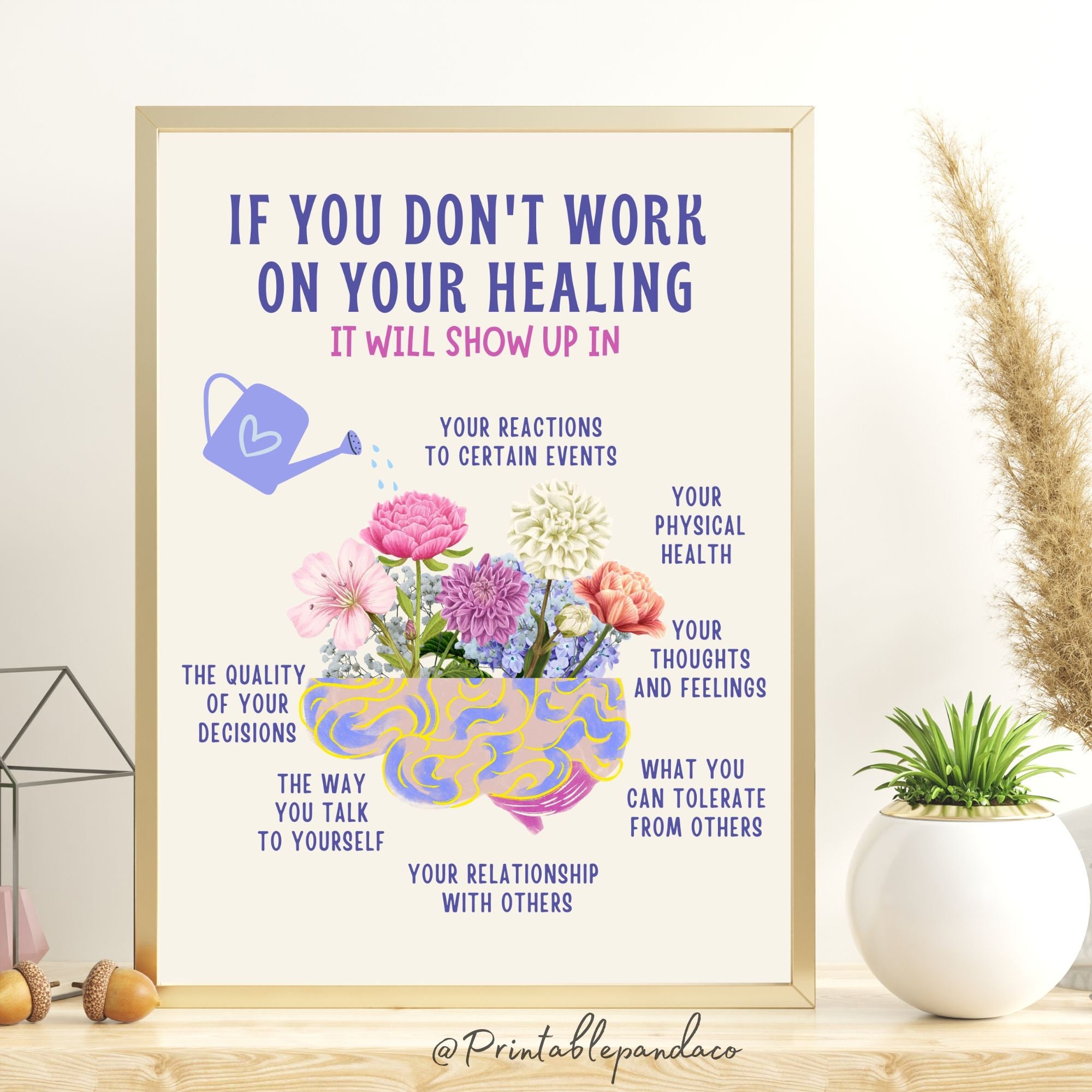 Healing Brain Art, Therapy Office Decor, Work on Your Healing Art Print ...