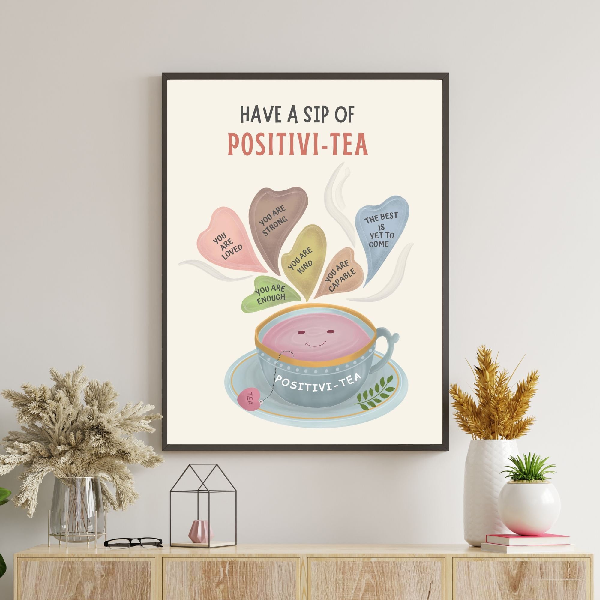 Positivity Affirmation Poster, Positivi-tea Therapy Office Decor ...