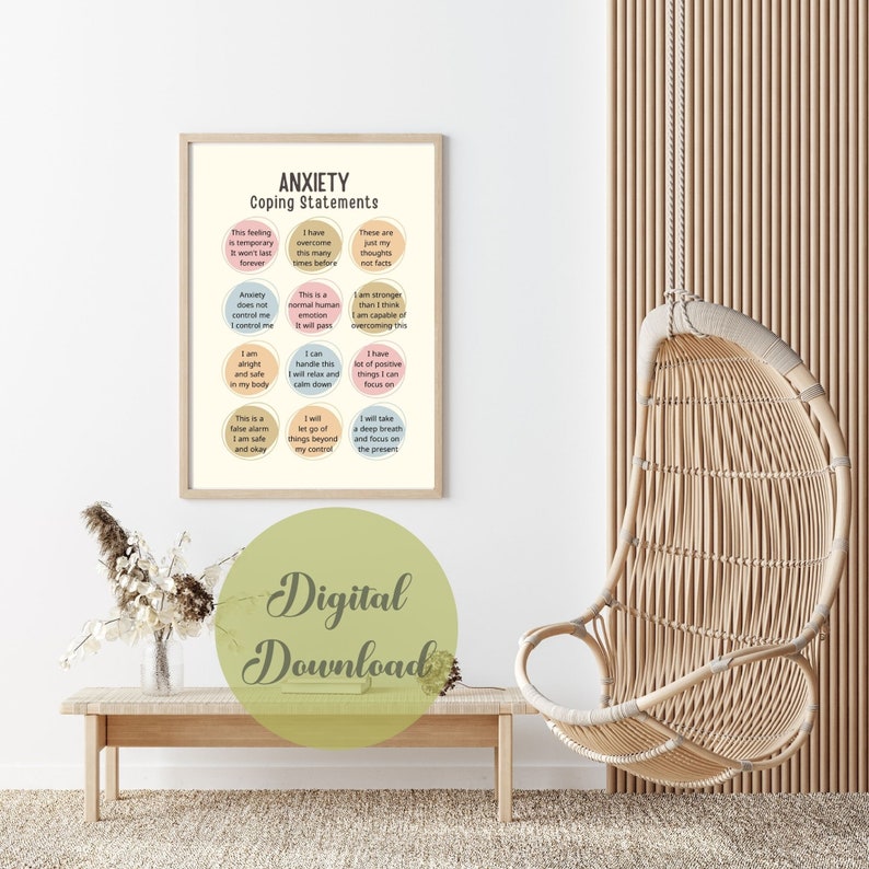 Anxiety Coping Statements for Anxiety Relief, Coping Skills Therapy ...