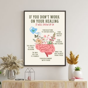 Healing Brain Art Poster, Therapy Office Decor, If You Don't Work on ...