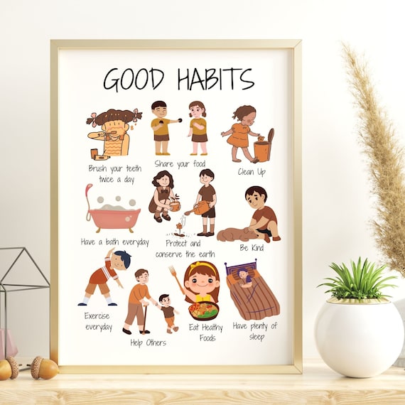 Good Habits Poster Kids Activity to Do List Printable Boho - Etsy