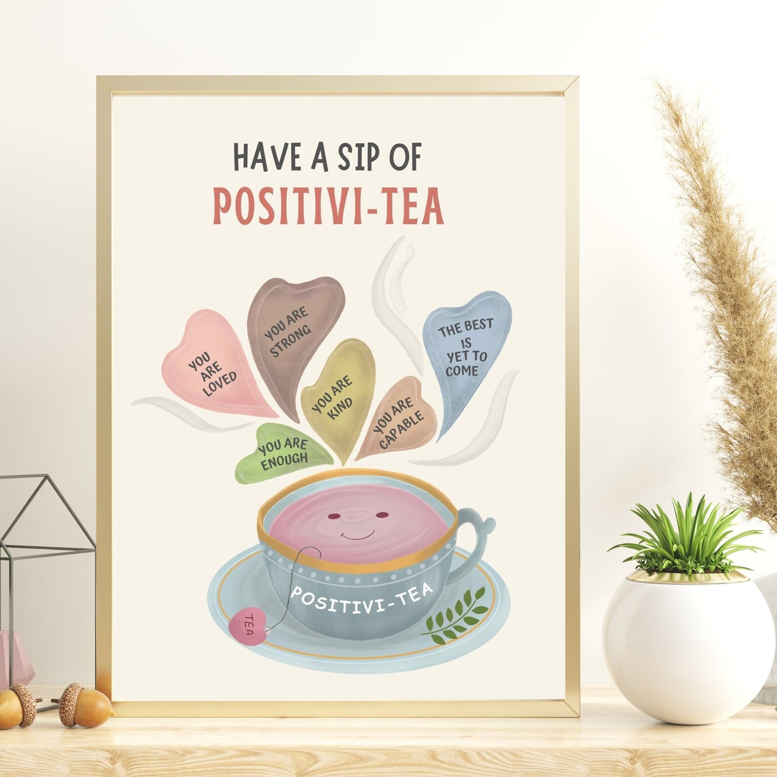 Positivity Affirmation Poster, Positivi-tea Therapy Office Decor ...
