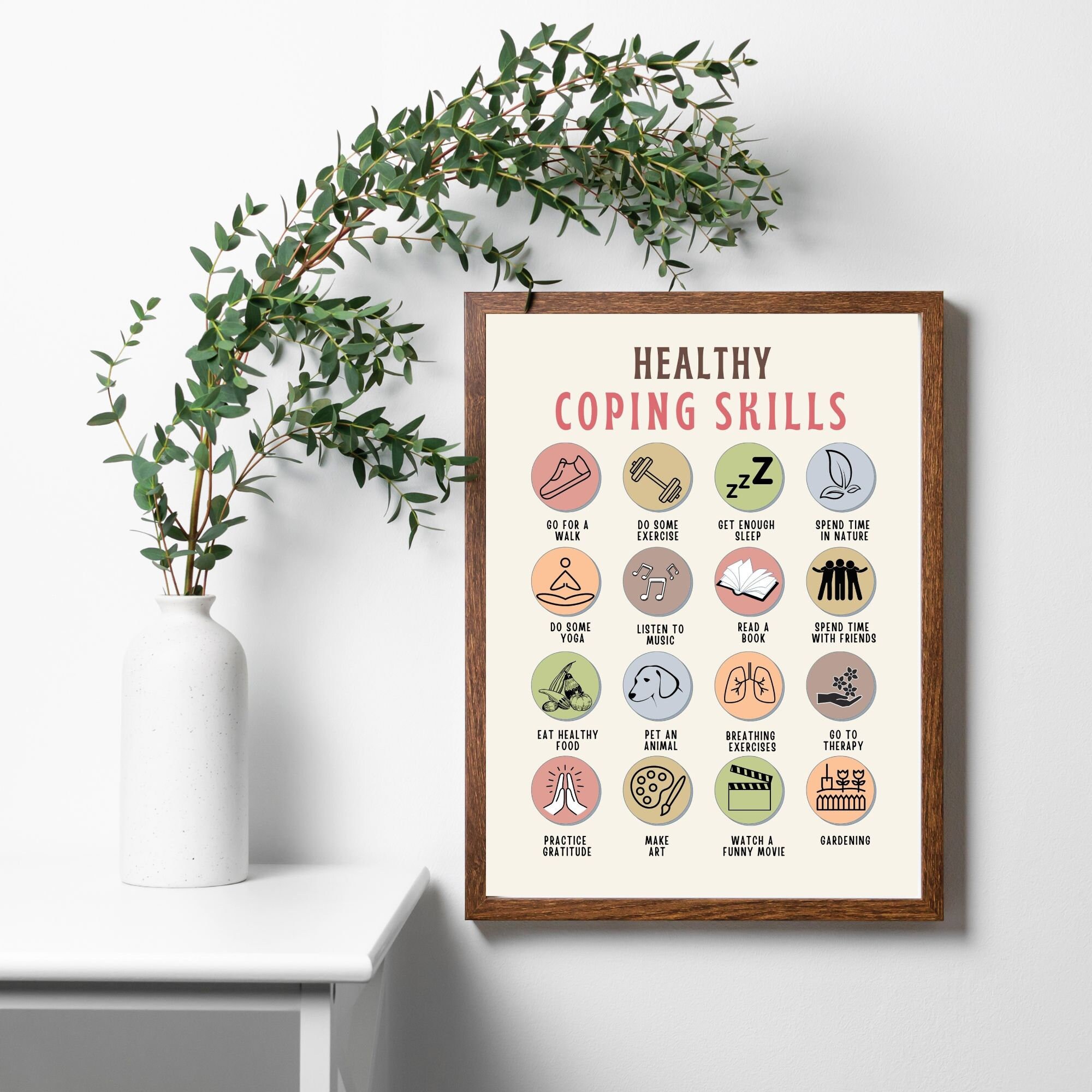 Coping Skills Poster, Therapy Office Decor, Coping Strategies, Mental ...