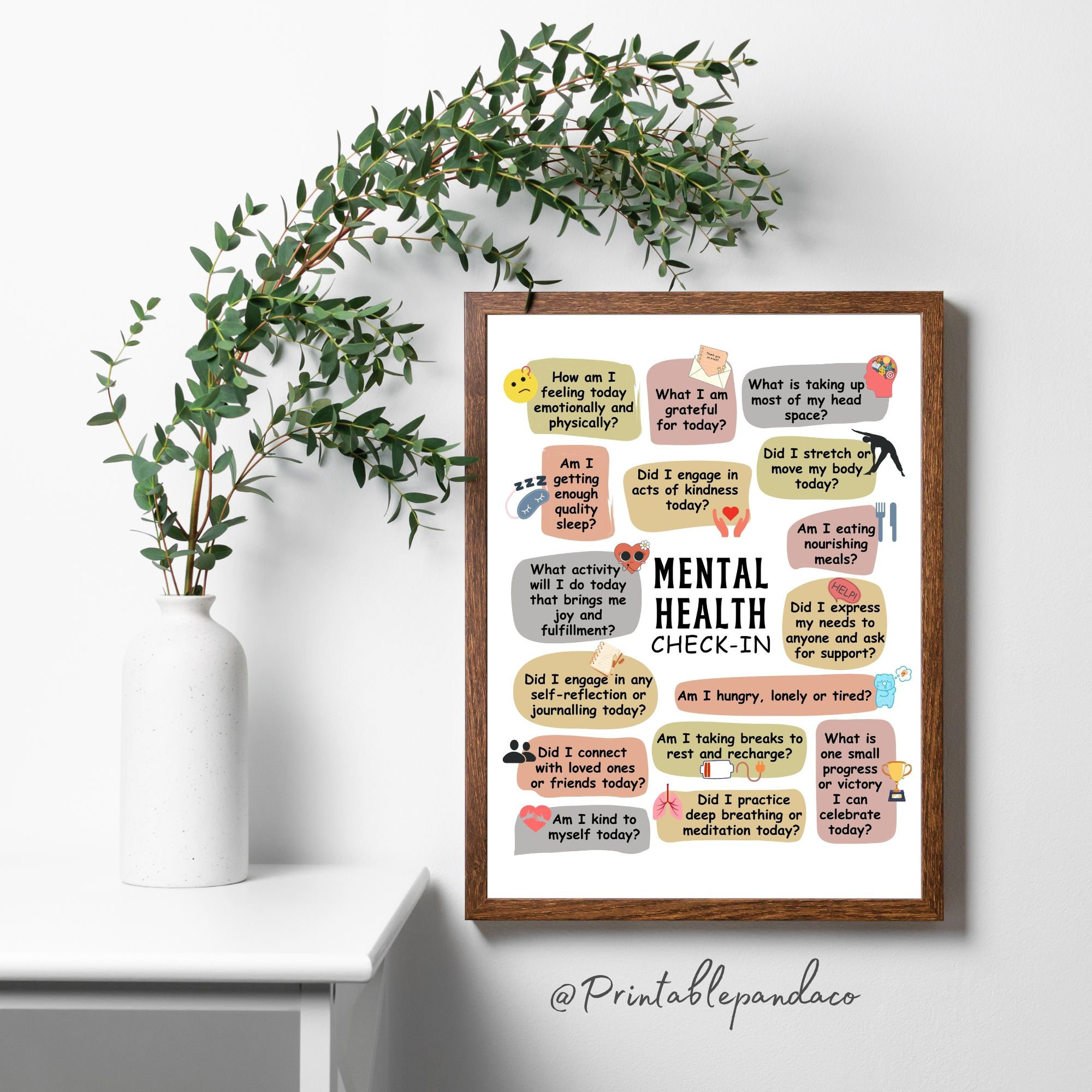 Mental Health Check in Poster, Positive Self-talk Daily Checklist ...