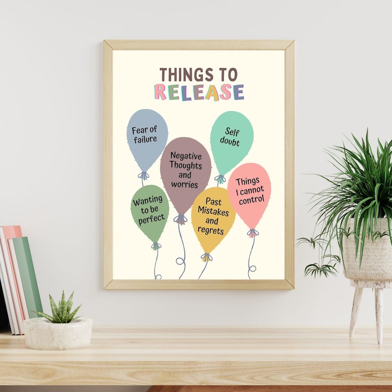 Things to Let Go Of, Therapy Office Decor, Mental Health Poster, Coping ...