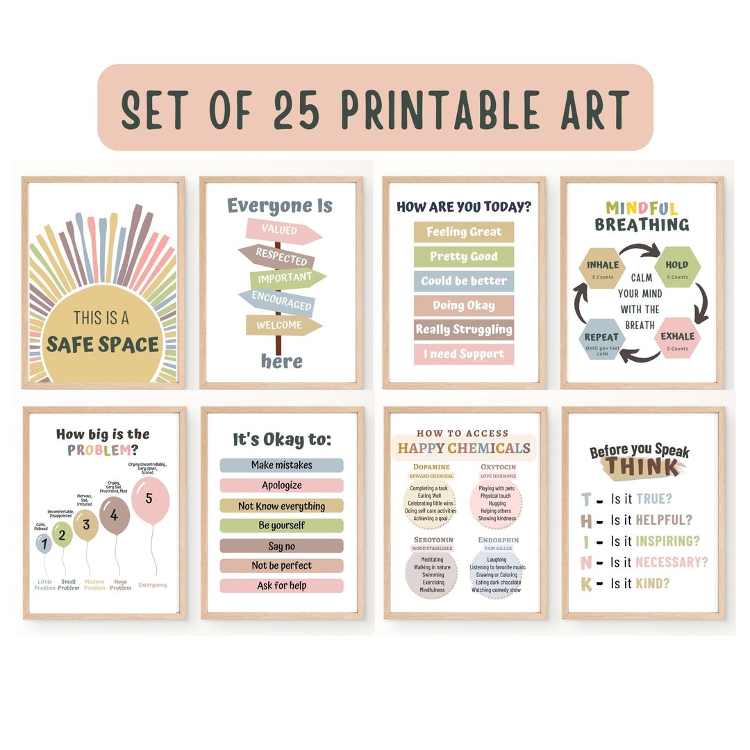 Therapy Office Decor Set of 25 Calm Corner Bundle, School Psychologist ...