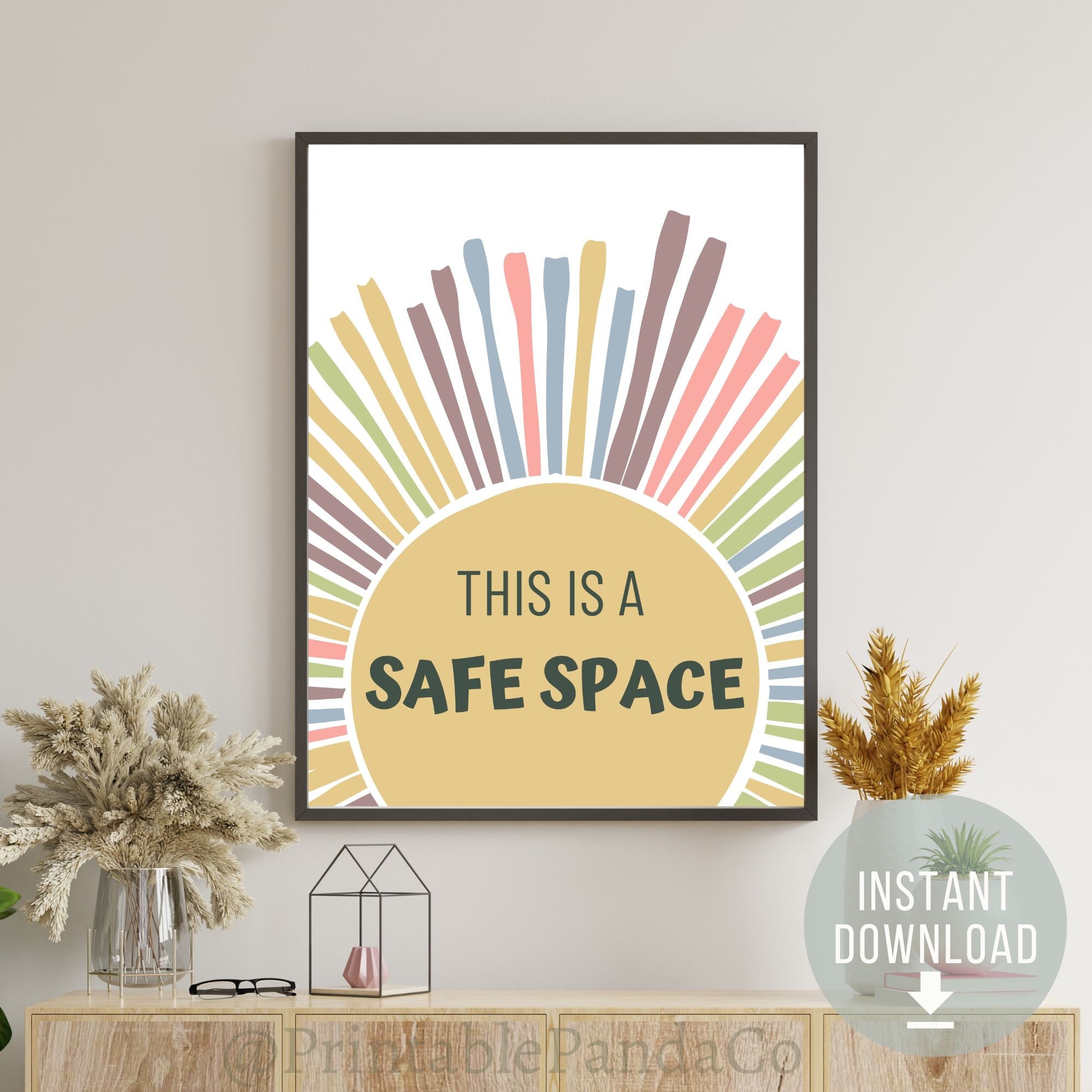 Safe Space Poster Counselor Door Sign Calm Down Corner Therapy Office ...
