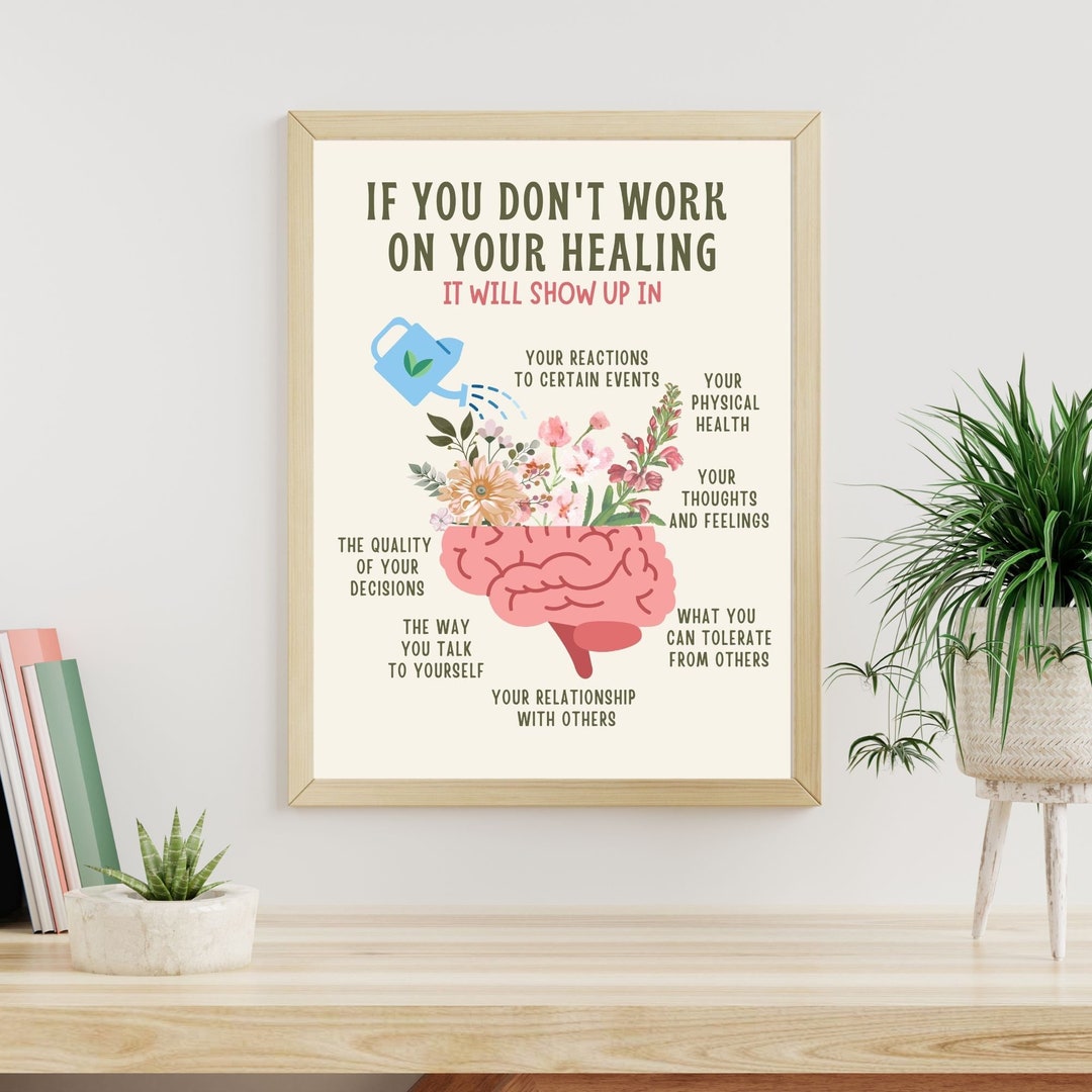 Healing Brain Art Poster, Therapy Office Decor, If You Don't Work on ...