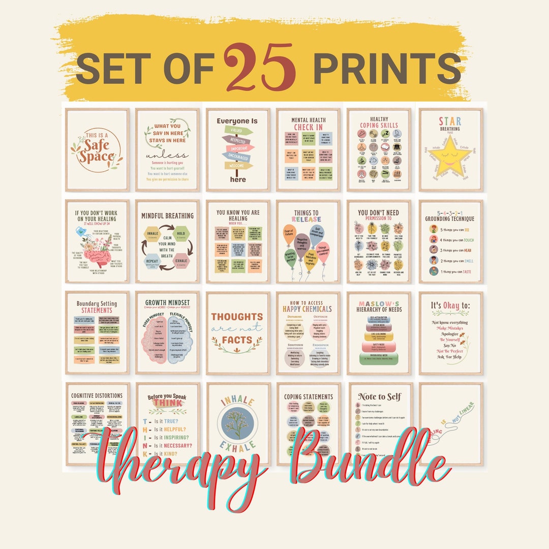 25 Therapy Office Decor Bundle, Therapist Posters School Counselor Sign ...