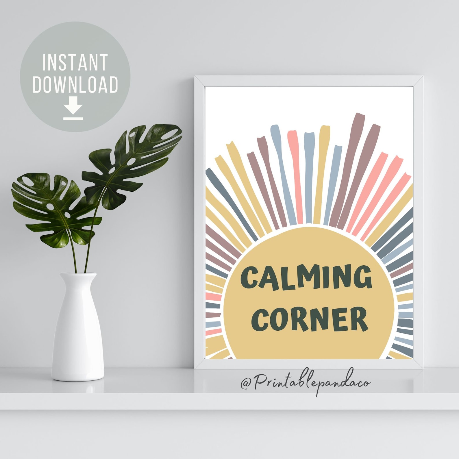 Calming Corner Poster, Calm Down Corner Therapy Office Decor, Mental ...