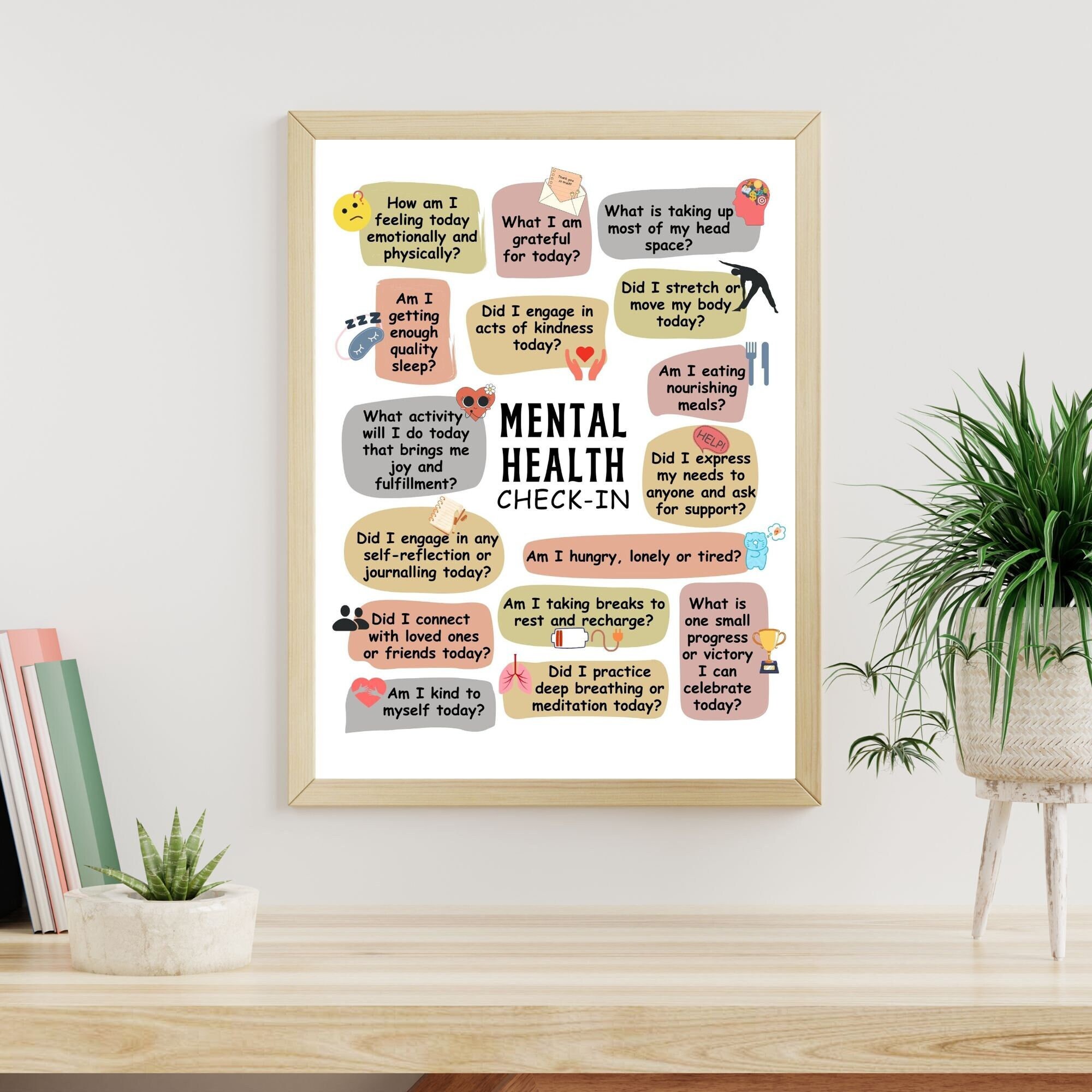Mental Health Check in Poster, Positive Self-talk Daily Checklist ...