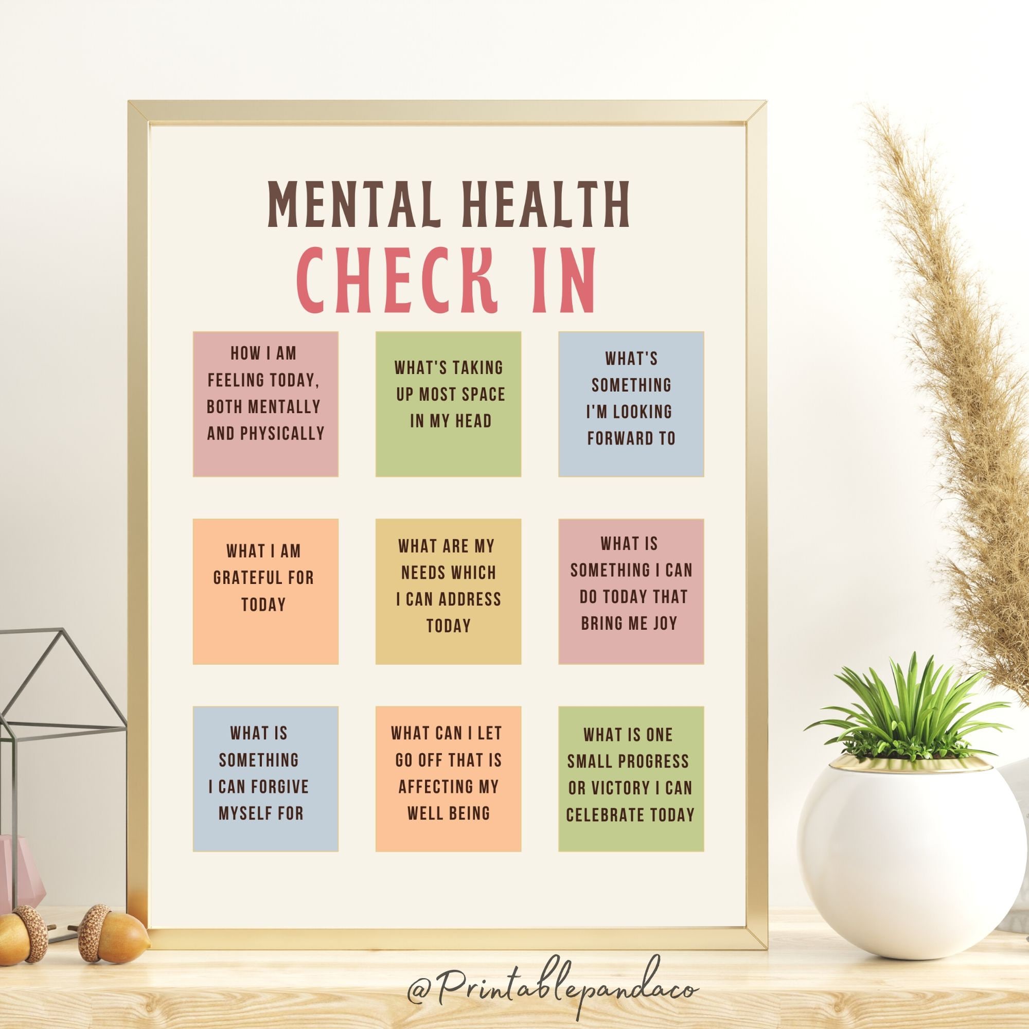 Mental Health Check in Poster, Therapy Office Decor Feelings Daily ...