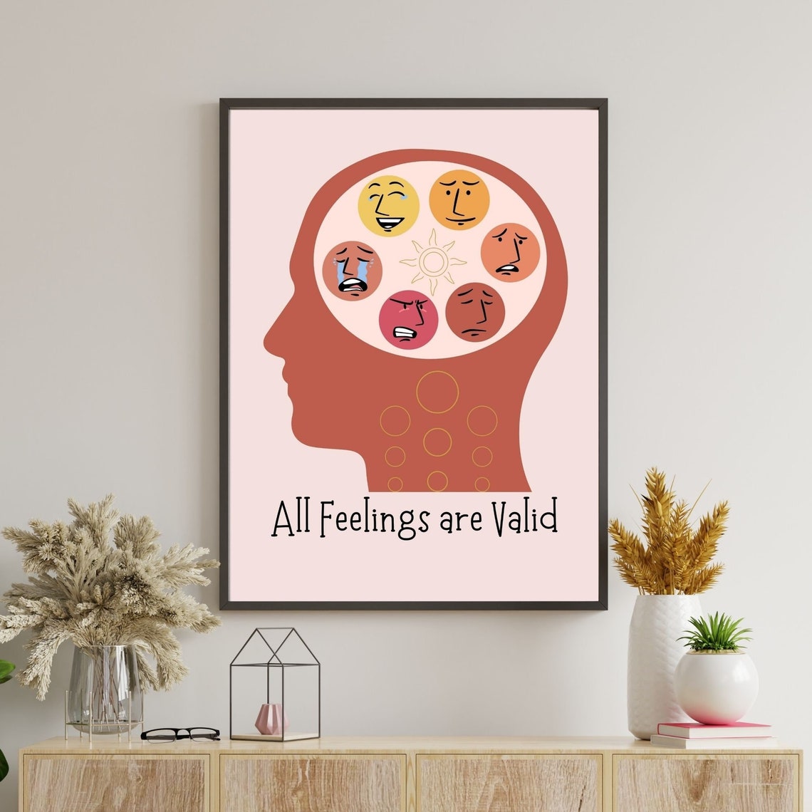 Feelings Poster, All Feelings Are Valid, Boho Calm Corner, Therapy ...