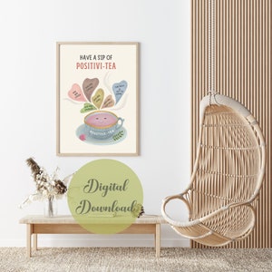 Positivity Affirmation Poster, Positivi-tea Therapy Office Decor ...