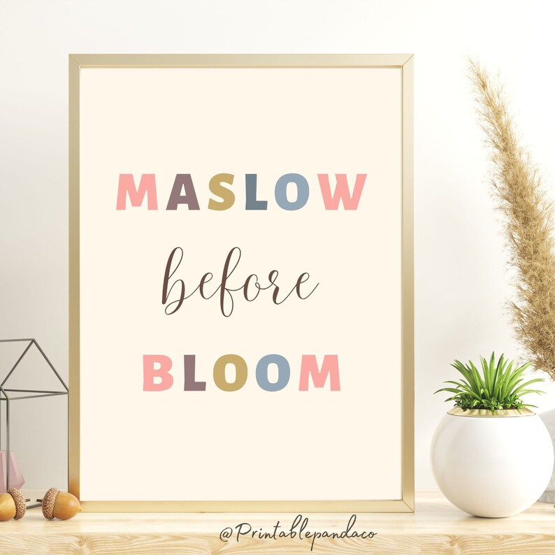 Maslow Before Bloom Poster, Therapy Office Decor, School Psychologist ...